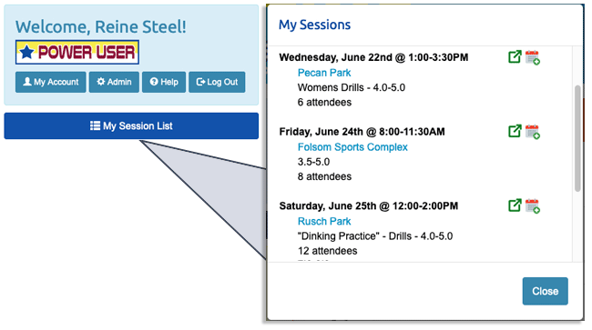 New Premium Feature! “My Session List”